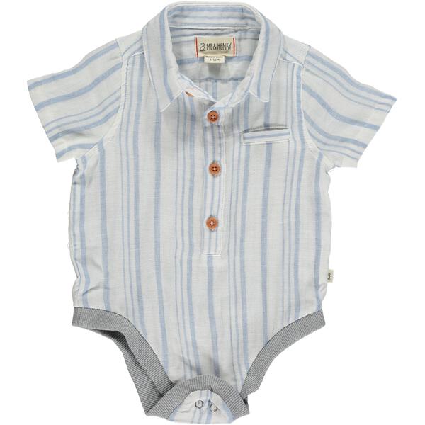 HELFORD Blue/Cream Stipe Woven Onesie – Me & Henry