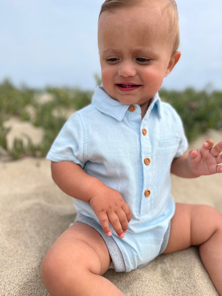 HELFORD Pale Blue Woven Onesie – Me & Henry