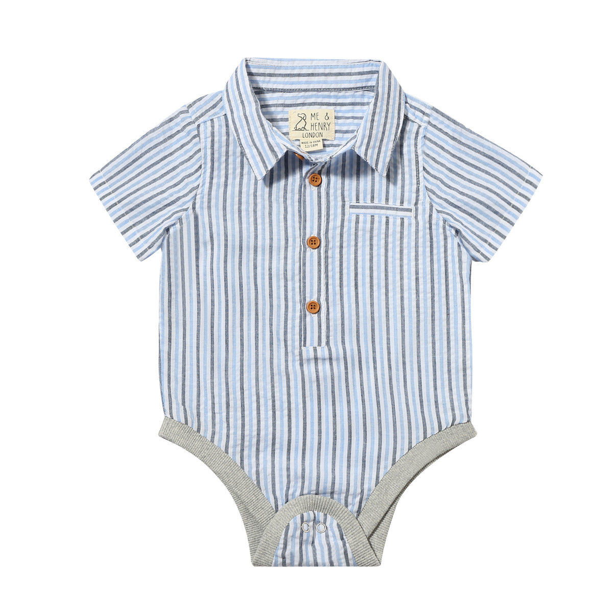 HELFORD Blue/Navy/White Thin Stripe Seersucker Woven Onesie – Me & Henry