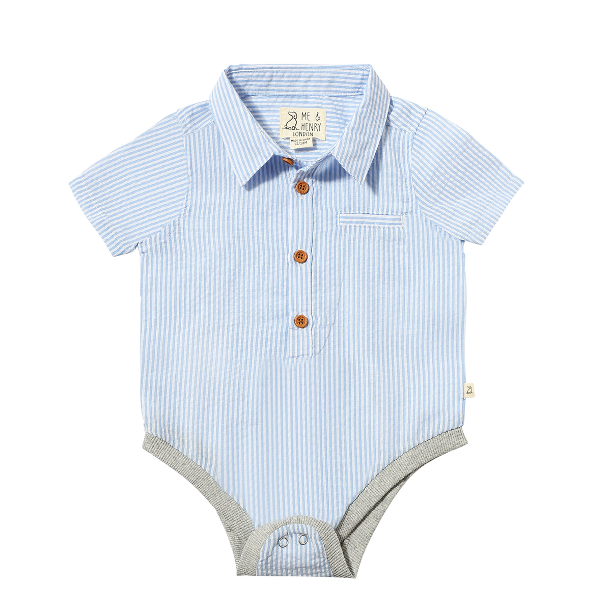 HELFORD Blue/White Double Stripe Woven Onesie – Me & Henry
