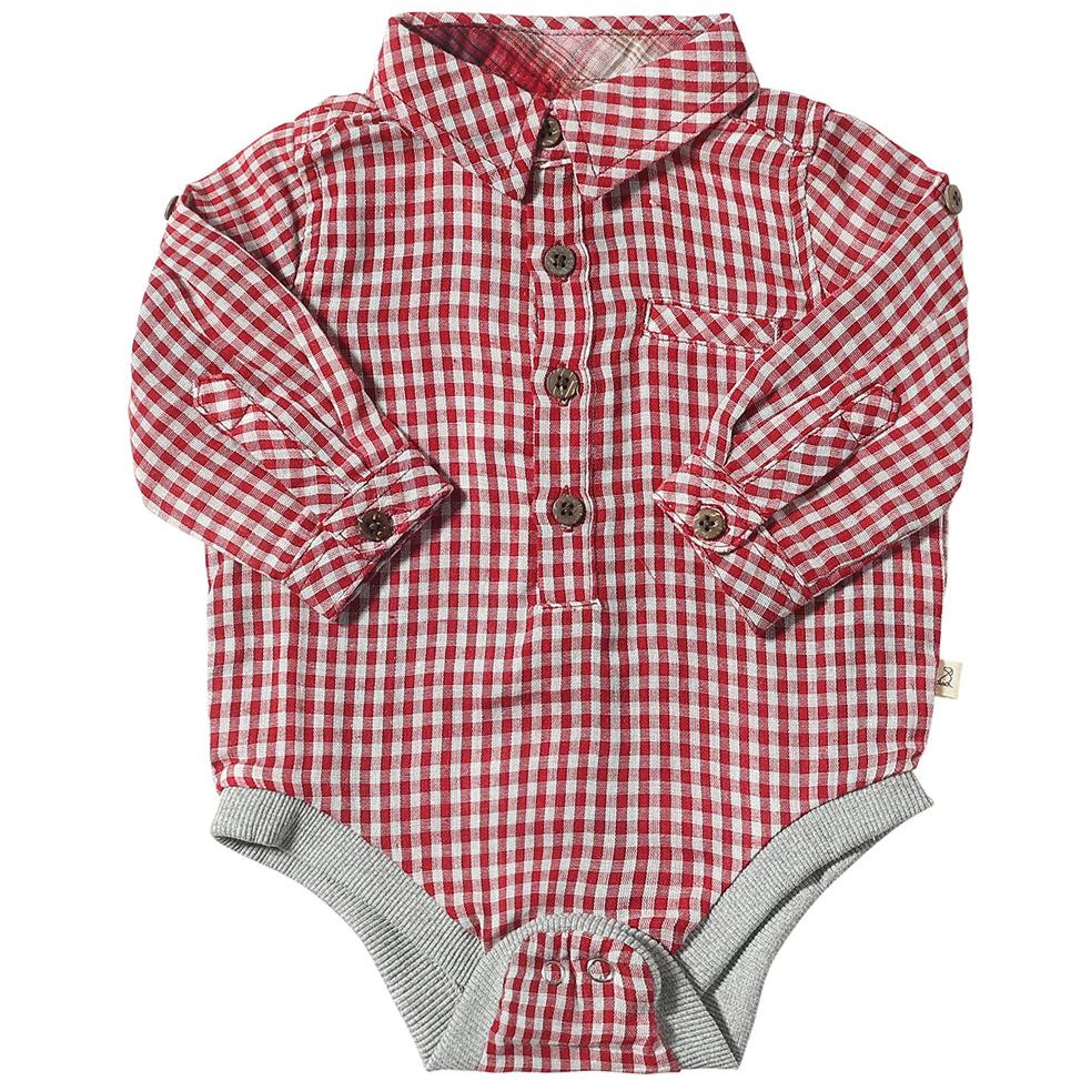 JASPER Red Micro Plaid Woven Onesie – Me & Henry